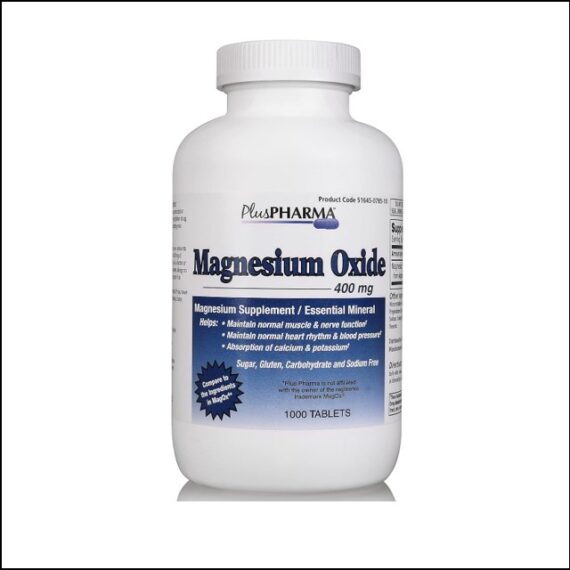 Plus Pharma Magnesium Oxide 400mg 1000 Tablets - Bulk Essential Mineral