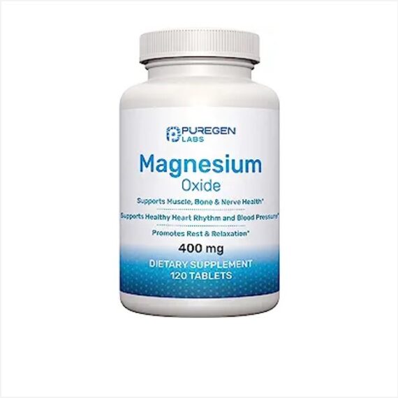 PUREGEN Magnesium Oxide 400mg Tablets - 120 Tablets - Dietary Supplement